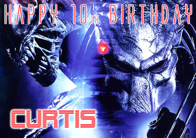 Alien Aliens Vs Predator Happy Birthday Xmas PERSONALISED inspired Art ...