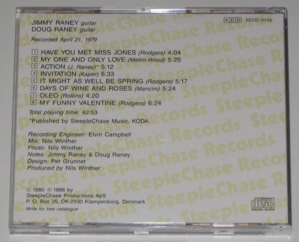 JIMMY RANEY & DOUG RANEY "DUETS" IMPORT CD STEEPLECHASE JAZZ GUITAR | eBay