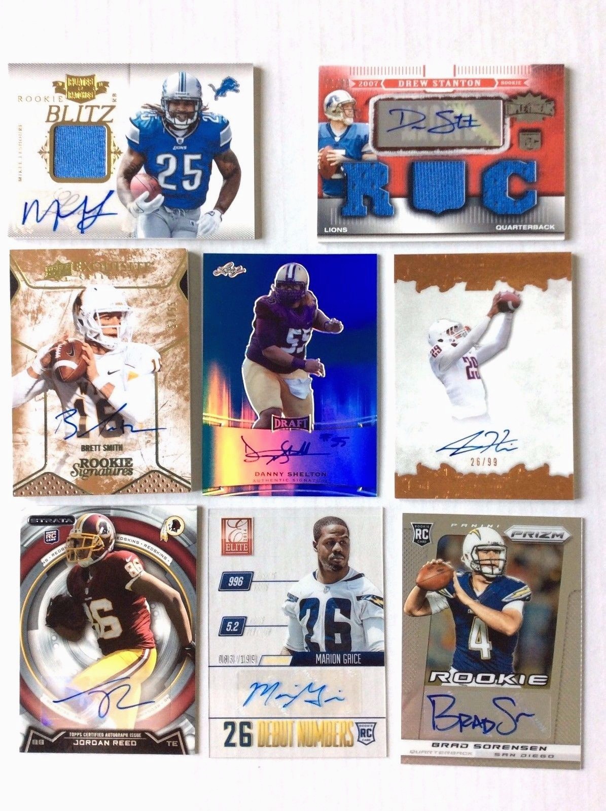 Football Autograph "rookie" card lot of (9)- Brett Smith, Brandon ...