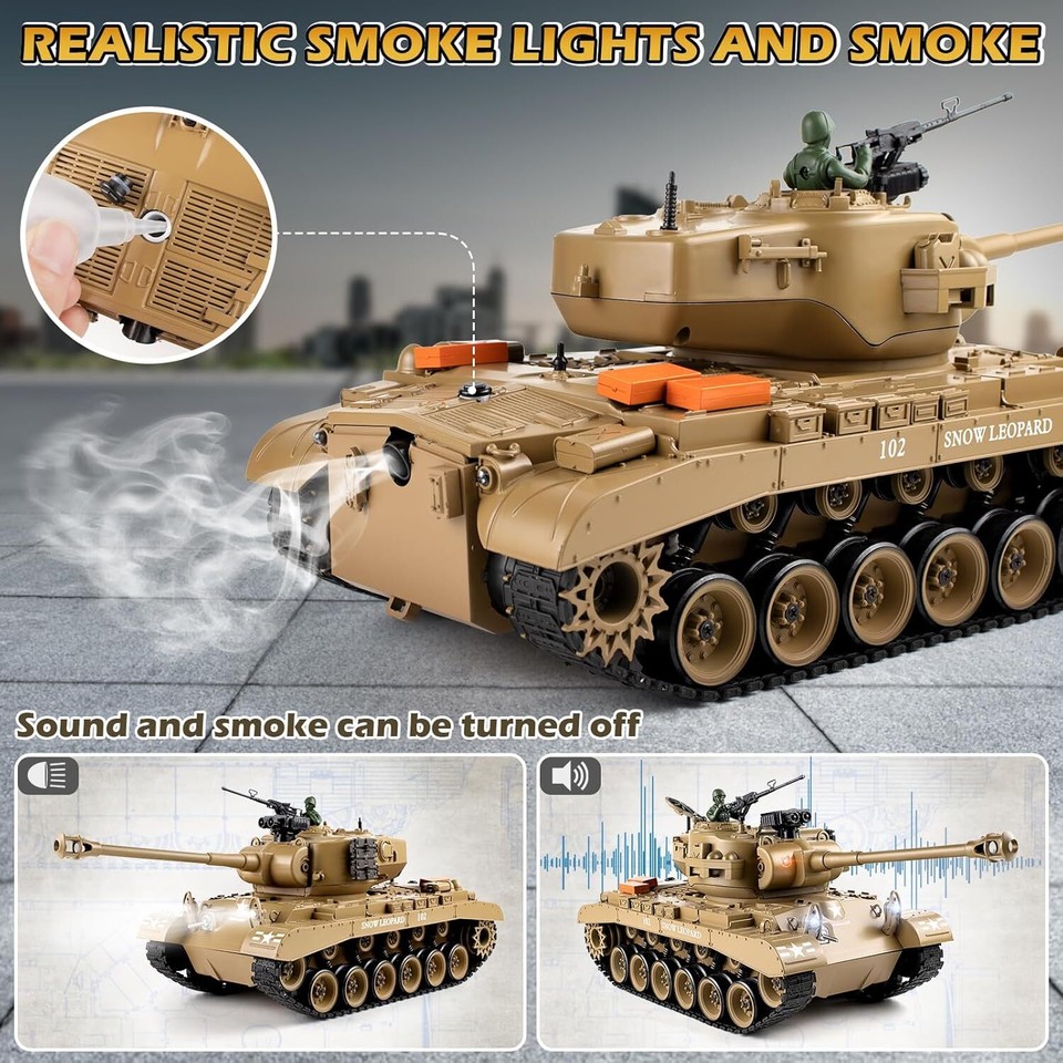 1:18 RC Tank US M26 Pershing Remote Control Model Toys Vehicle Army ...