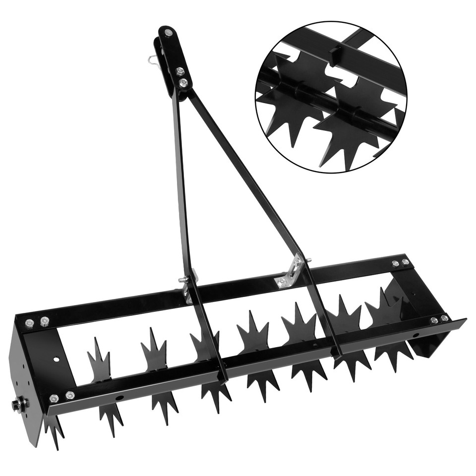 32" Tow Behind Spike Aerator Hitch to Lawn Tractor Mower Aerator/Seeder ...