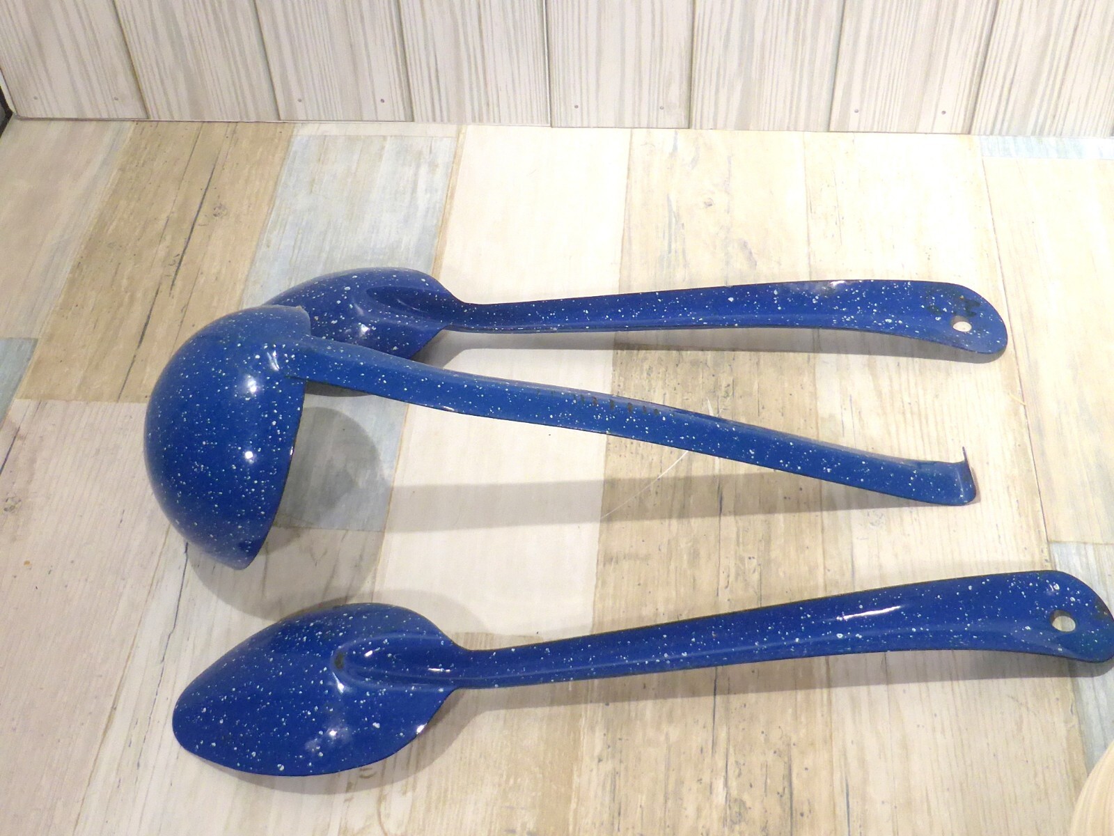 Blue Enamelware Spoons and Ladle Set of 3 Pre-Owned | eBay