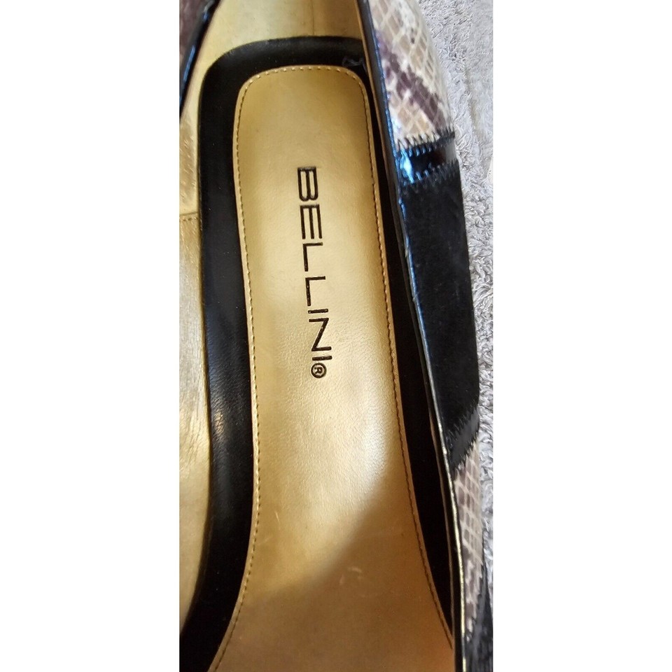 Vintage Bellini Connie Pumps Black Mixed Material Pattern Unique Heels ...