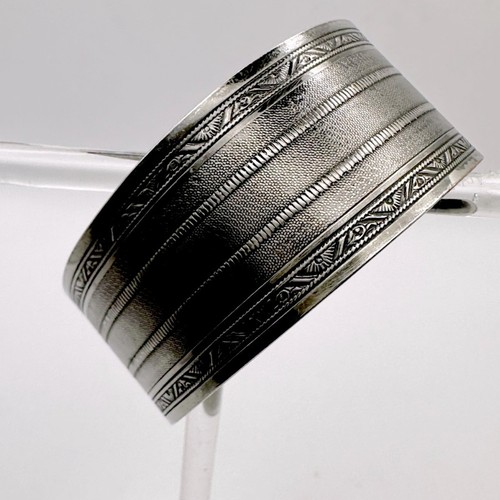 Solid Copper Silver Cuff Bracelet Boho Bohemian Engraved Embossed ...