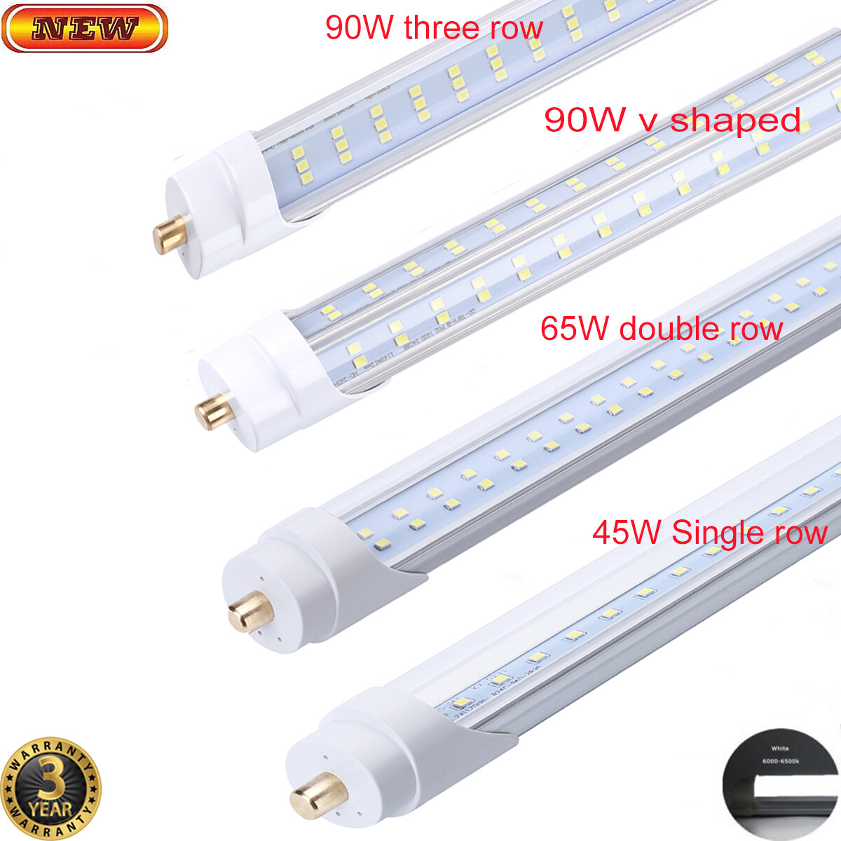 8 Foot Led Shop Lights 90W 65W 45W 8FT Led Tube Light 8' FA8 T8 T12 ...