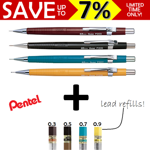 NEW Pentel Mechanical Pencil Pacer Automatic Drafting + HB Lead Refills ...