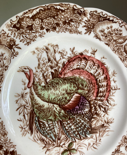 Johnson Brothers Wild Turkeys Native American 8" Salad Plates - Set of ...