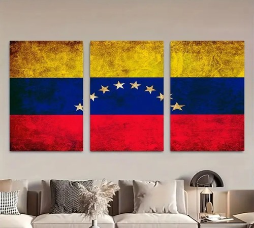 [2D Flat] 3pcs Venezuelan Flag Wall Art - Vintage Effect, 30x40cm, High ...