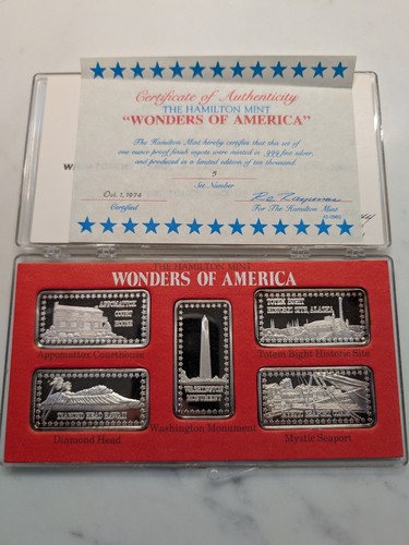 Vintage Hamilton Mint Wonders of America 5oz Silver Ingot Set OG ...
