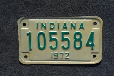 1972 Indiana MOTORCYCLE License Plate | eBay