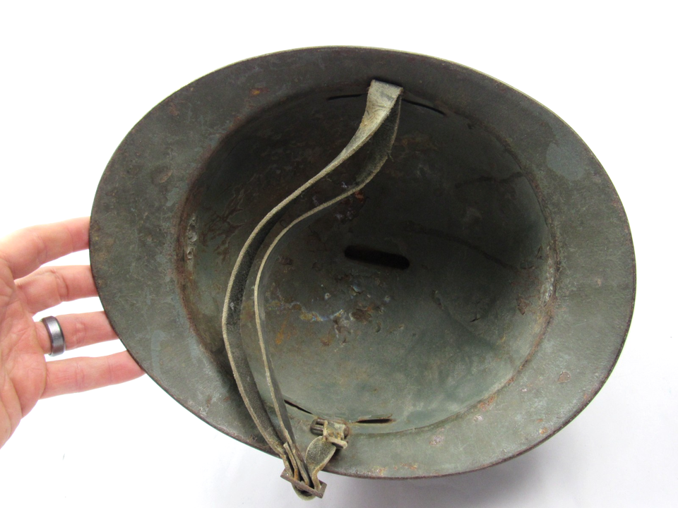 Original WWI Adrian M16 Italian Helmet No Emblem Leather Chinstrap ...