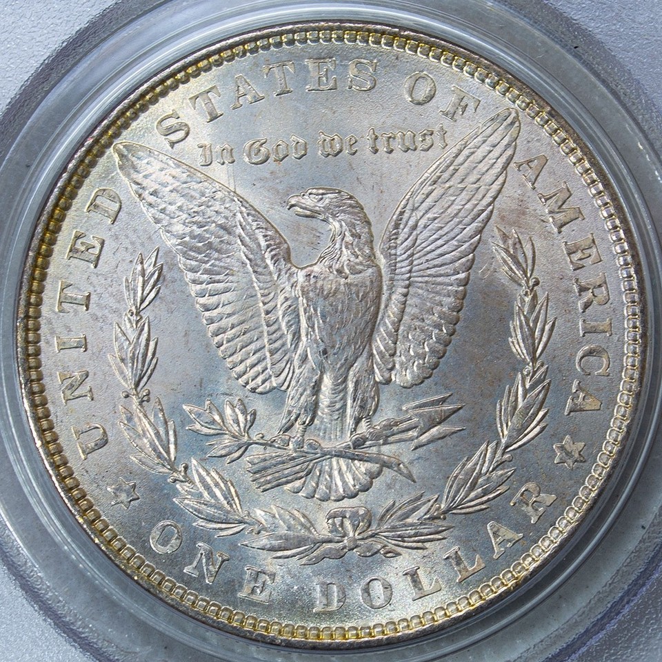 1886-P PCGS MS63 CAC (OGH) MORGAN $ - MONSTER TONING - RAINBOW TONED ...