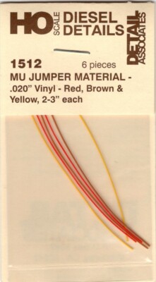 HO Scale Detail Associates 1512 MU Jumper Cable .020" Vinyl 3" Long pkg ...