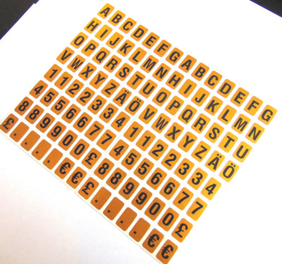 10mm Sticky Letters Numbers Stickers, Adhesive Labels, Black on Gold ...