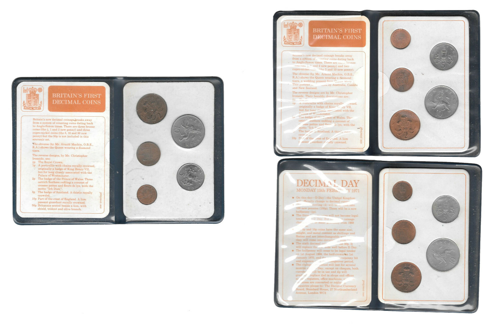 3 COIN SETS BRITAIN'S FIRST DECIMAL COINS 1968-1971 MS102 B18 | eBay