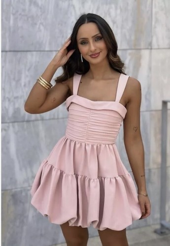 ZARA NWT WOMAN SS24 DRAPED BALLOON MINI DRESS BEIGE-PINK | 3435/324 | eBay