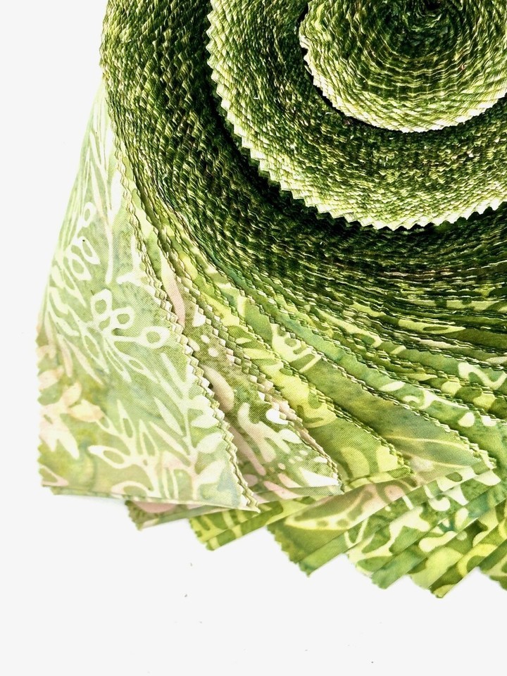 Java Batiks Olive Green Batik Jelly Roll 40 2.5 Inch Fabric Strips | eBay