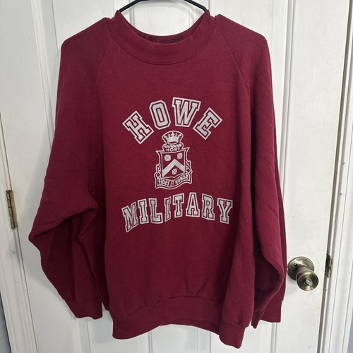 Vintage Howe Military Burgundy Crewneck Sweatshirt College Red ...