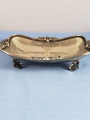 Antique Greek coin silver 900 four leg tray shallow bowl repousse ...