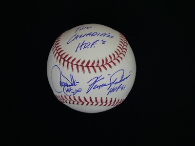 FERGIE JENKINS LARRY WALKER SIGNED OMLB BASEBALL W/ "TWO CANADIAN HOF'S ...