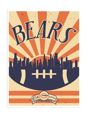 Chicago Bears Poster Print Sunset Wall Art Man Cave Decor 12x16" | eBay