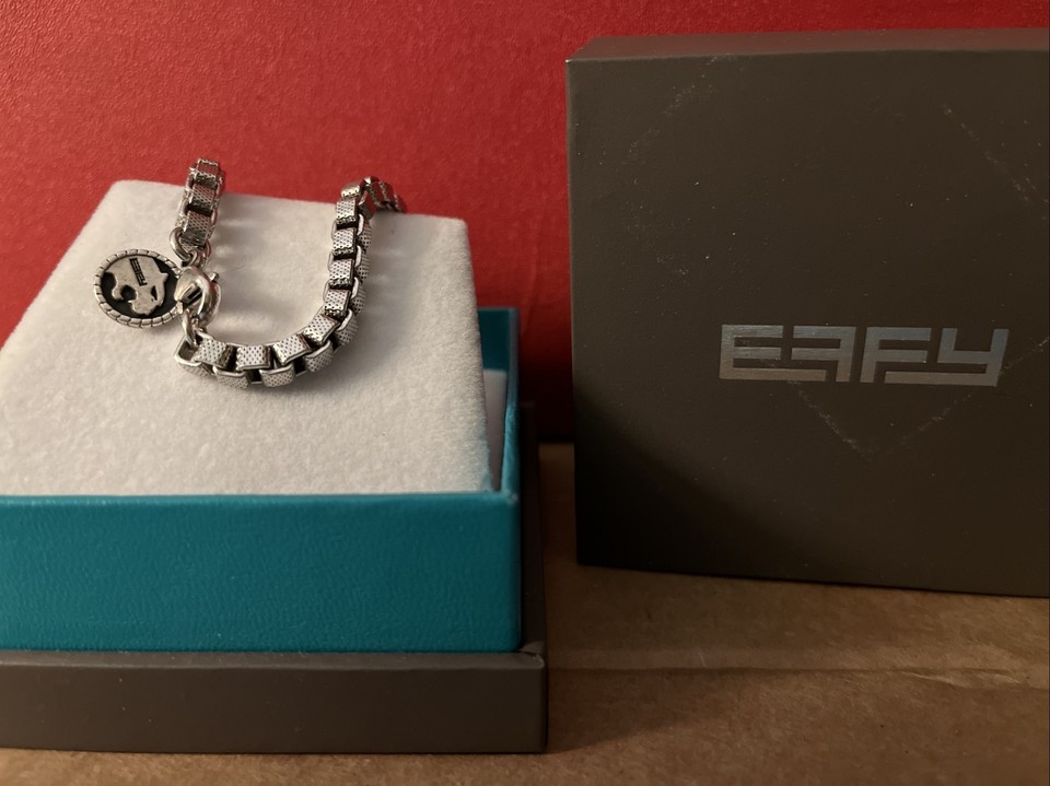 EFFY 925 Sterling Silver Fancy Box Chain Bracelet 8” With Charm And Box ...