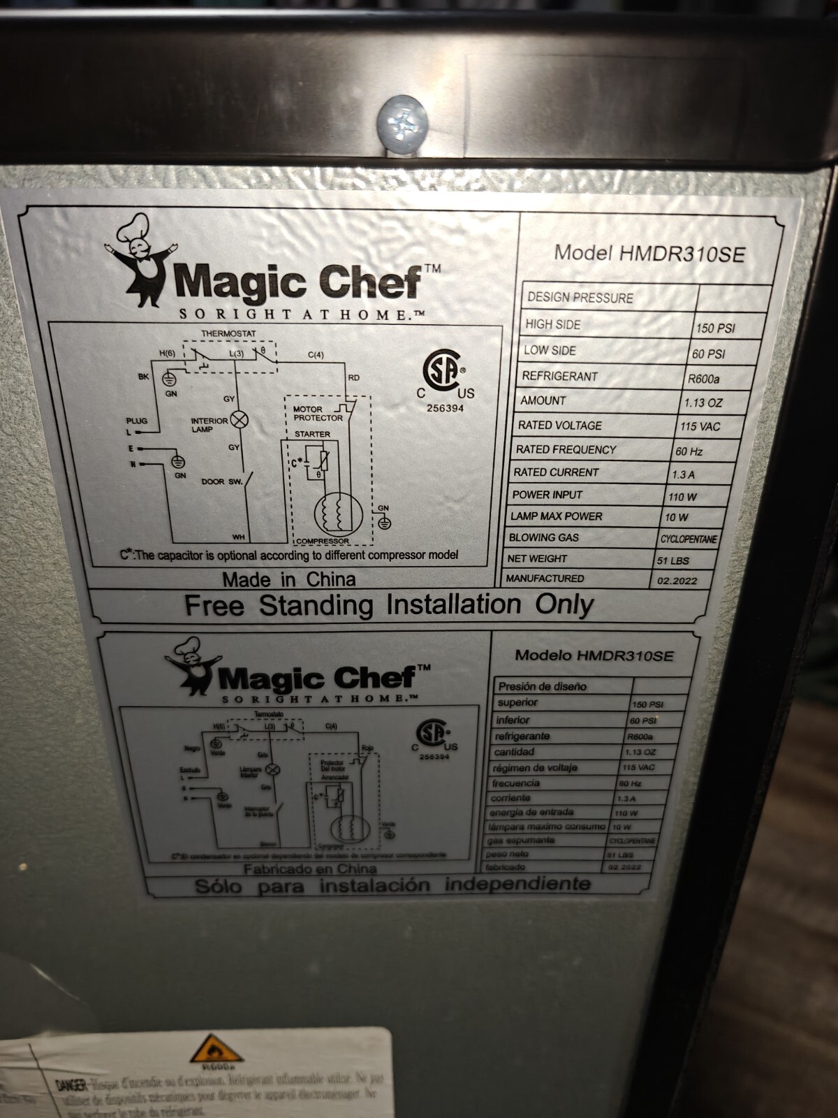 Magic Chef HMDR310SE 3.1 cu. ft. Mini Refrigerator -Stainless Steel ...