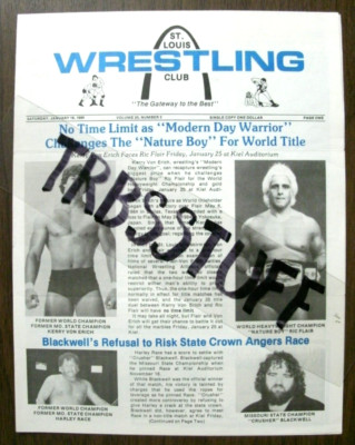 ST. LOUIS WRESTLING PROGRAM 1/25/85 NTL-FLAIR vs KERRY! BRODY! RACE ...