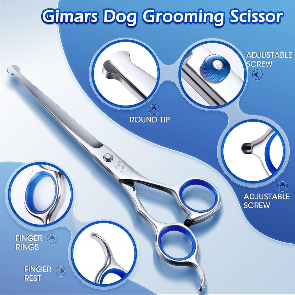 Professional 5 in 1 Grooming Scissors for Dogs 4CR with Safety round ...