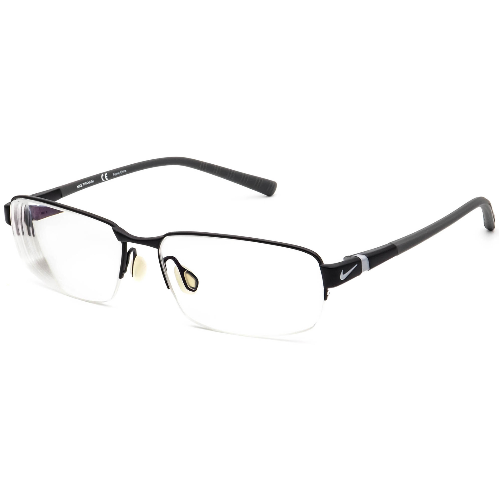 Nike Eyeglasses 6051 009 Titanium Black/Matte Gray Half Rim Frame 54 ...