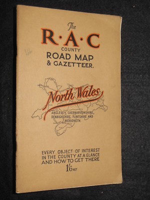North Wales RAC County Road Map & Gazetteer (c1920s) Anglesey ...