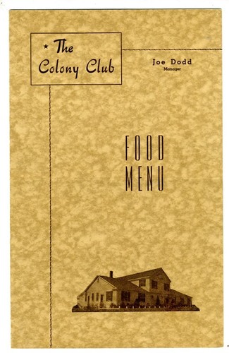 The Colony Club Food Menu McClure Illinois Illegal Gambling 1940's | eBay