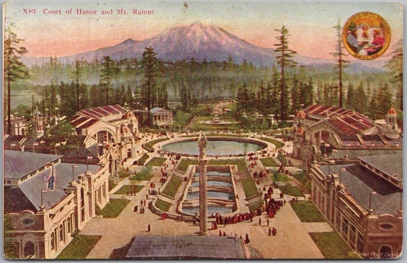 1909 AYPE EXPO Seattle World's Fair Postcard "Court of Honor and Mount ...