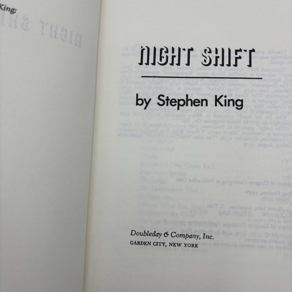 Stephen King Night Shift First 1st Edition DoubleDay Hardcover 1978 ...