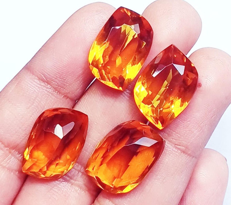 Brazilian Orange Citrine 10 to 12 Ct Certified 4 Pcs Lot Loose Gemstone ...