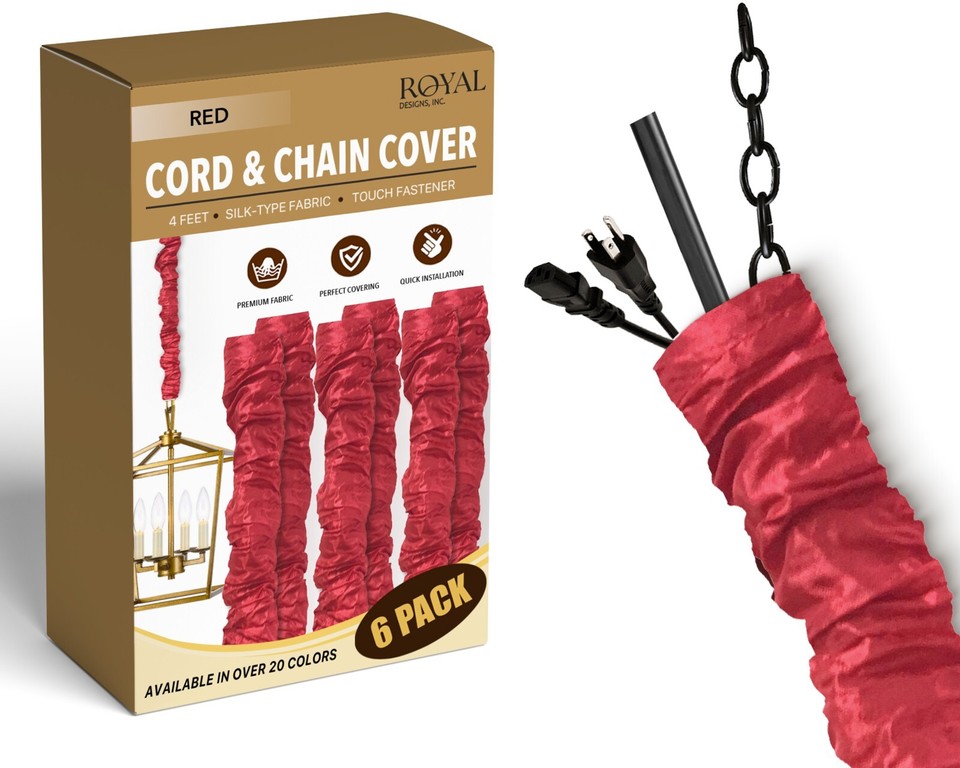 Royal Designs, Inc. Decorative Fabric Cord Cover Chandelier Chain Cover ...