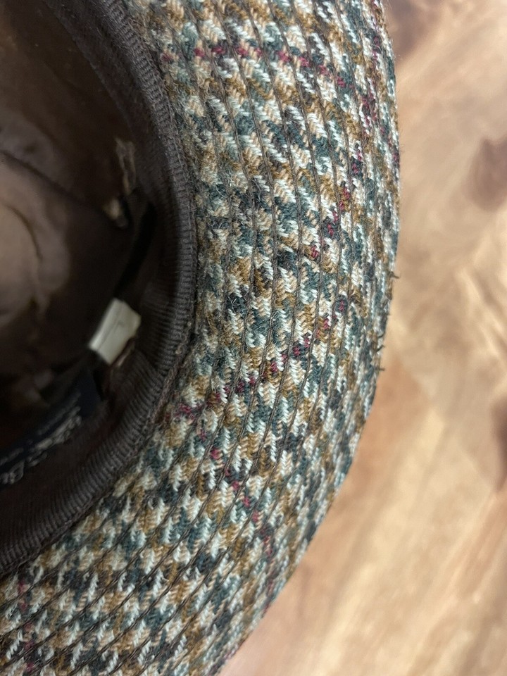 Burberry Vintage Checkered Fedora Hat Highlands Tweed Pure Wool Large ...