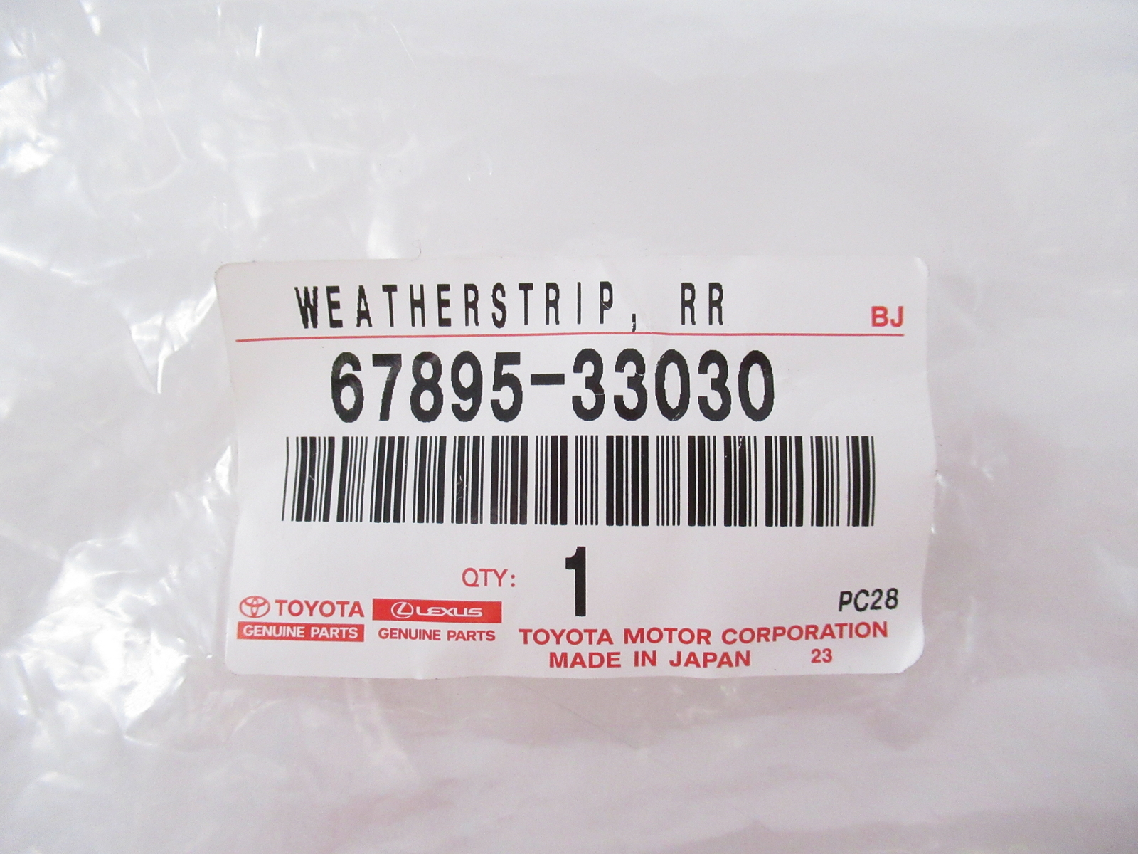 Genuine OEM Toyota Lexus 67895-33030 Passenger Rear Door Weatherstrip ...