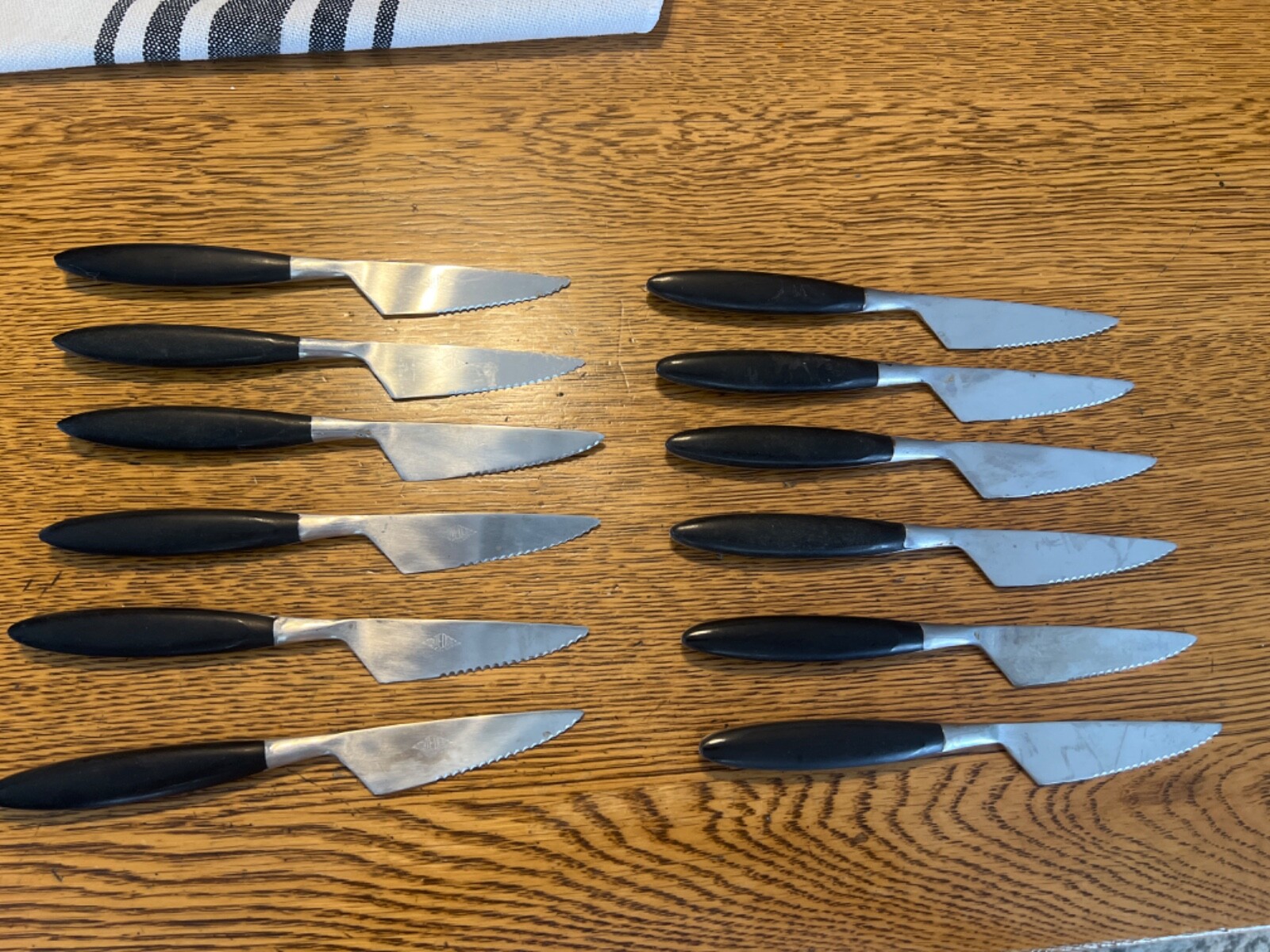 Vintage Intedge Japan Steak Knives 12 Stainless Black Handles Great ...