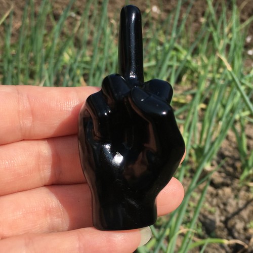 2.5" Natural Obsidian middle finger Point Carved Quartz Crystal Skull ...