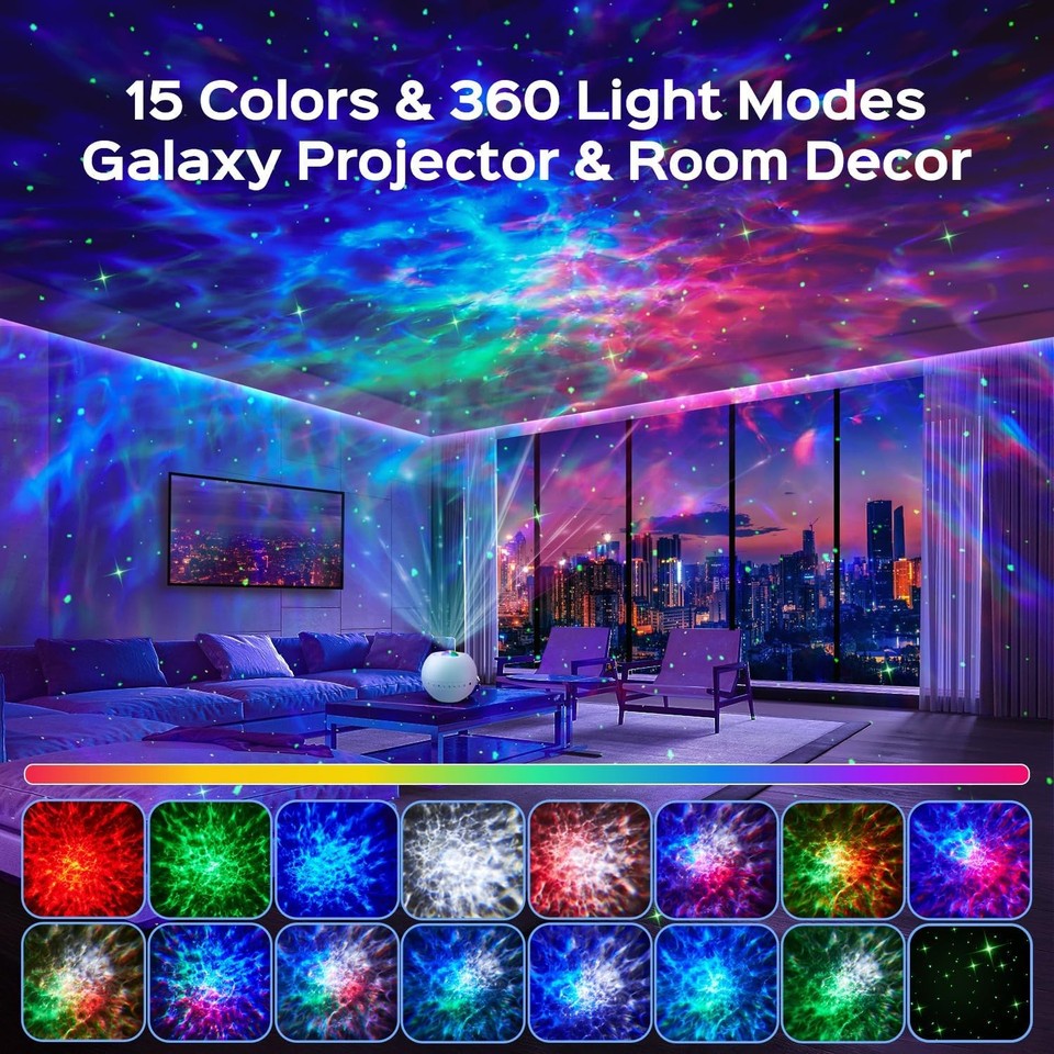 Lava Lamp Night Light 15-Sound White Noise Bluetooth Nebula Sunset LED ...