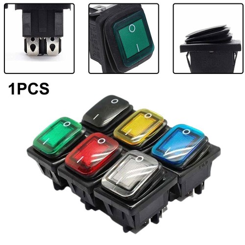 DPST 16A 250VAC Rocker Switch 30*24mm Heavy Duty Reset Round Waterproof ...