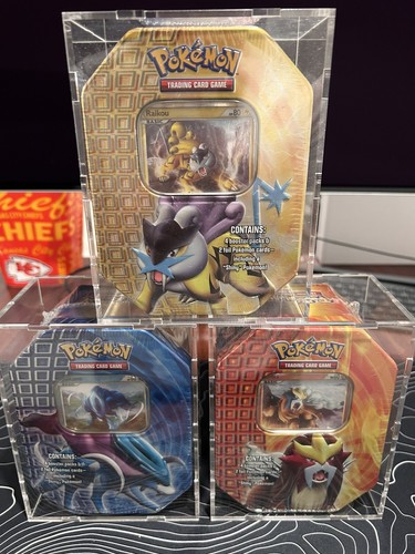 Pokémon HGSS Legendary dogs Tins Entei Raikou Suicune Vintage Pokemon ...
