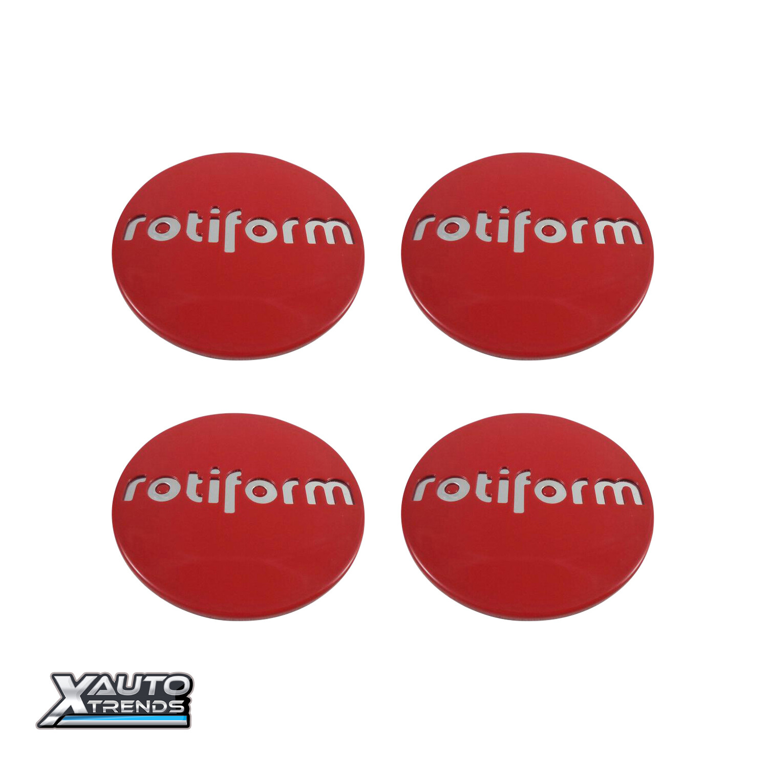 4 x Rotiform 2.36" Snap In Red Wheel Center Cap w/ Chrome Logo 1003 ...