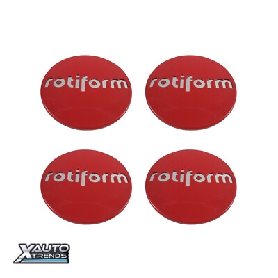 4 x Rotiform 2.36" Snap In Red Wheel Center Cap w/ Chrome Logo 1003 ...
