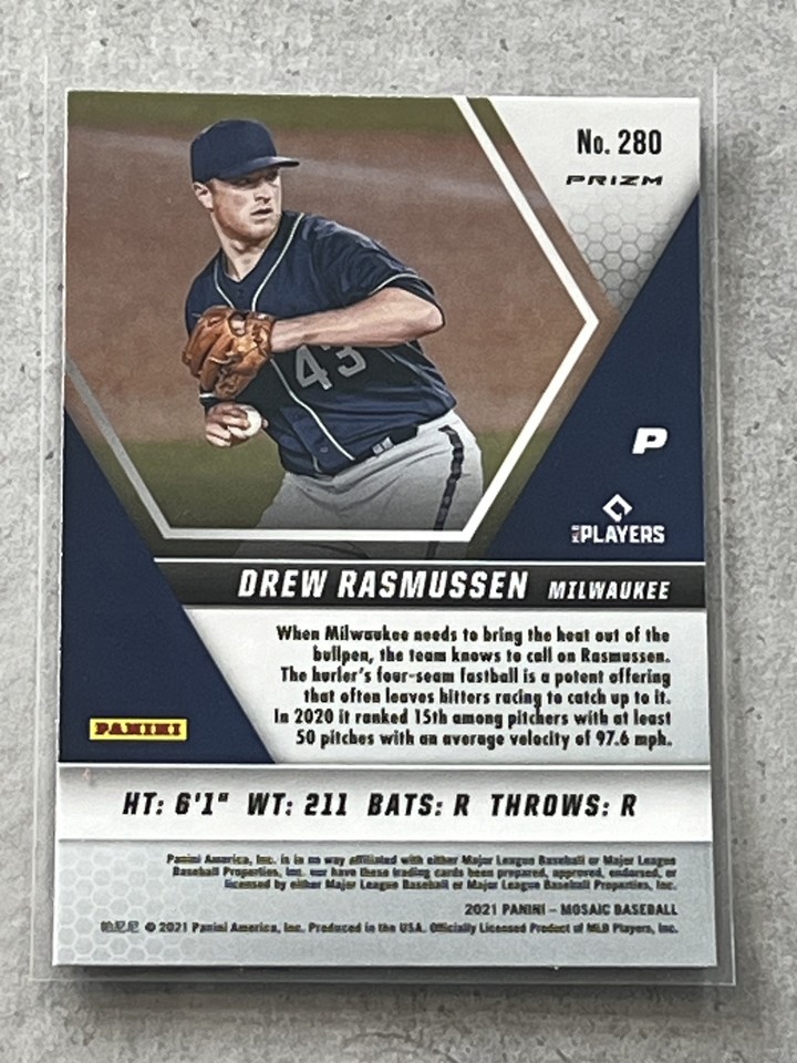 2021 Panini Mosaic Drew Rasmussen #280 Milwaukee Brewers | eBay