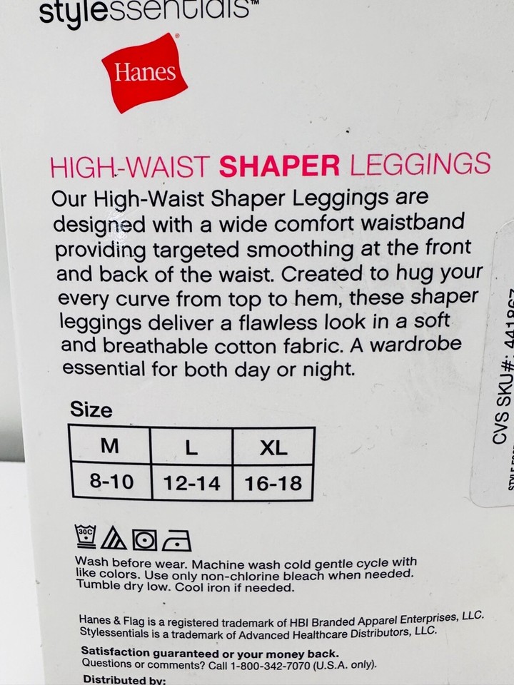 2 HANES High Waist Shaper Leggings Cotton/Spandex Womens Sz M Black | eBay