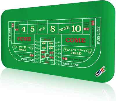 70x35" Casino Craps Table Top Mat. Portable Rubber Craps Tabletop ...