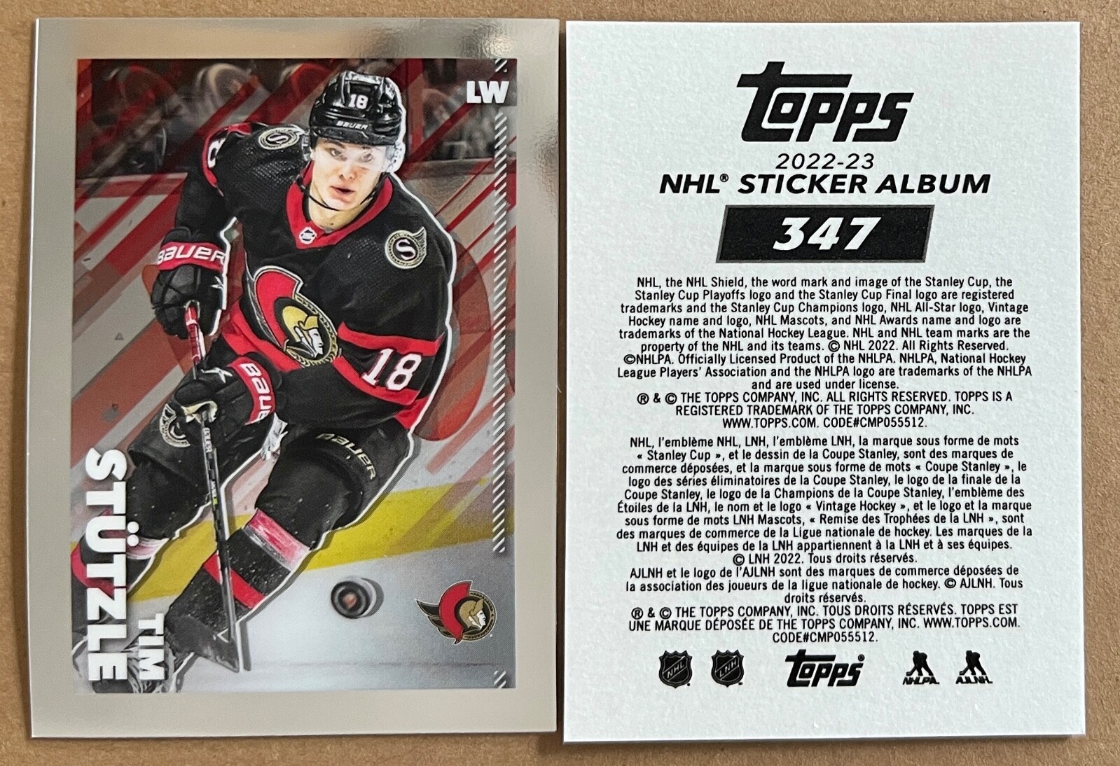 Tim Stutzle 2022-23 Topps Chrome NHL Sticker Card #347 SENATORS | eBay