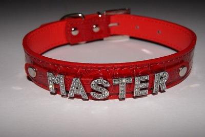 MASTER Red Bondage Collar Dom Sir Obey Slave Sub Submissive Faux Snake ...